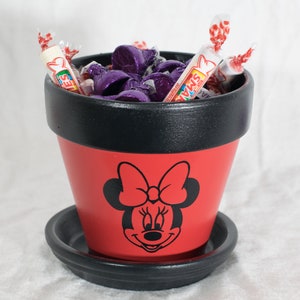 Minnie Mouse Flower Pot, Hand Painted Terracotta Planter, 4 Inch Pot ...