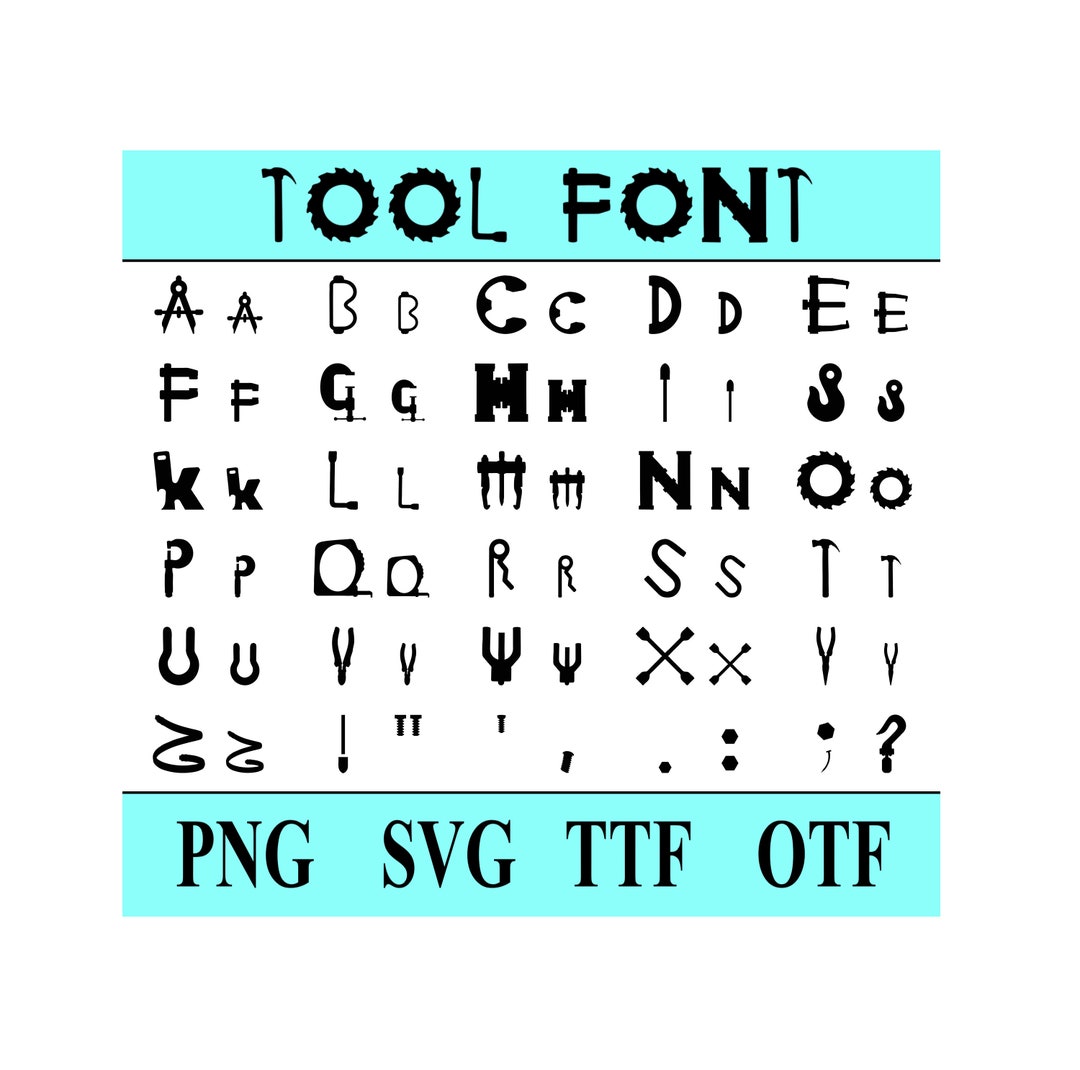 Tool Alphabet Font, Digital File. Install as TTF or OTF. Individual ...