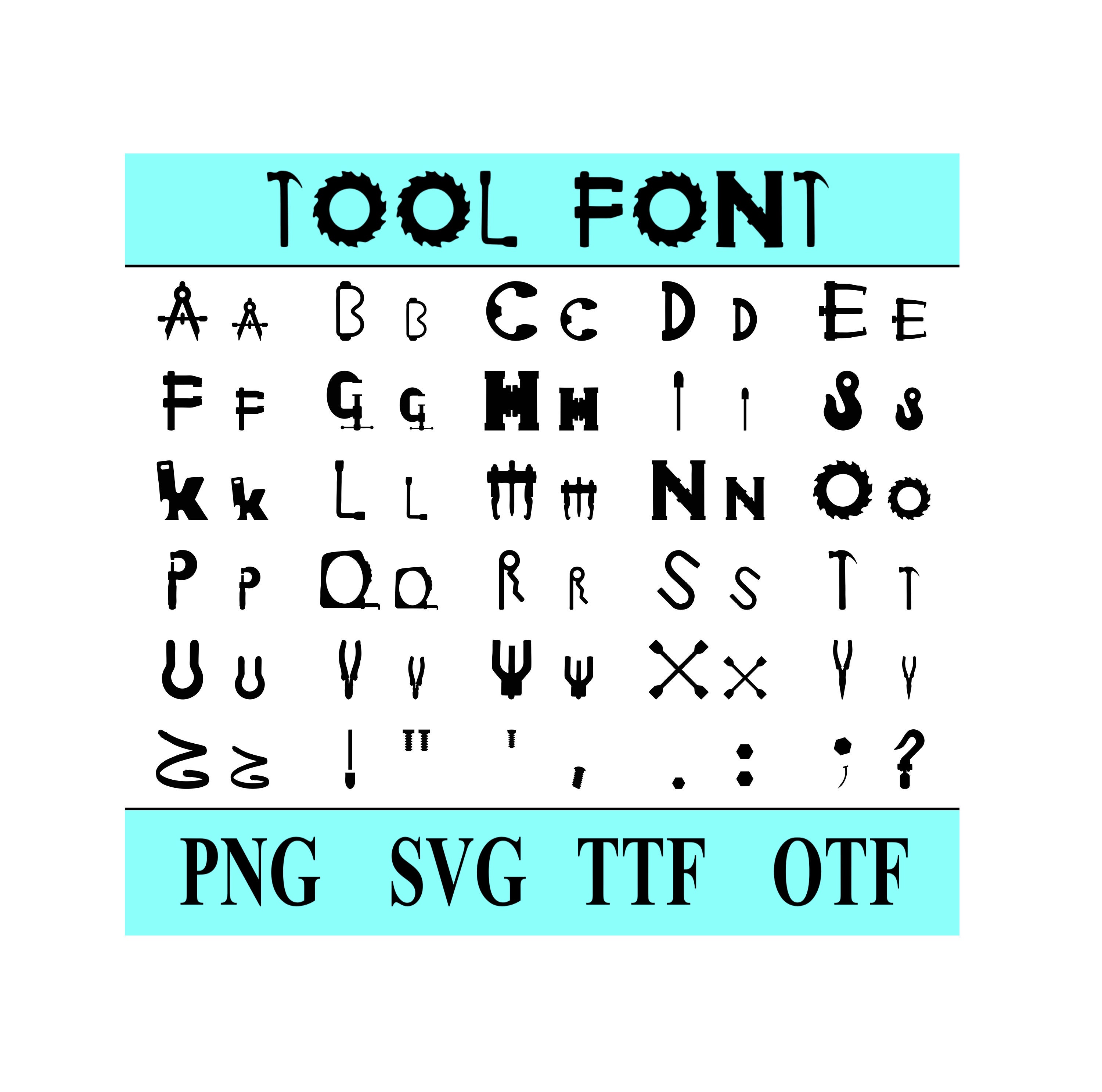 Tool Alphabet Font Digital File. Install as TTF or OTF. - Etsy