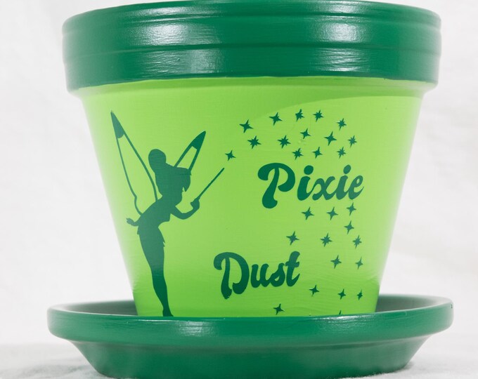 Tinkerbell Pixie Dust Flower Pot, Hand Painted Terracotta Planter, 6 ...