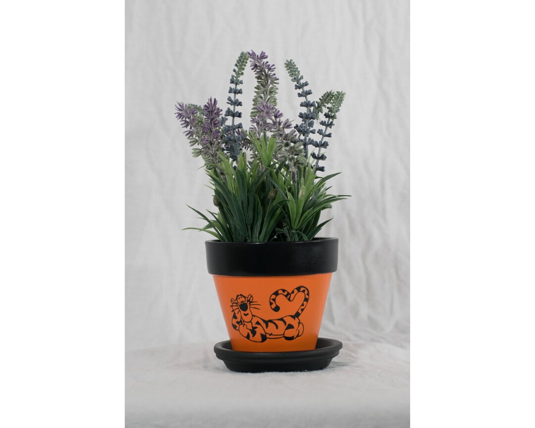Hand Painted Tigger Flower Pot: 4 Inch Terracotta Planter With Saucer ...