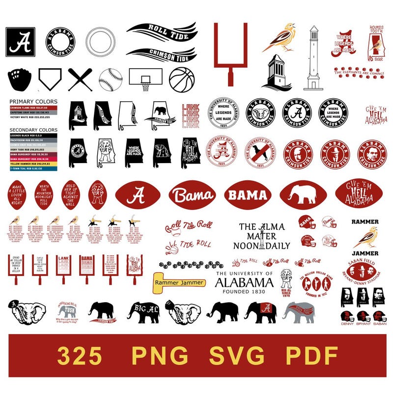 Alabama Crimson Tide Svg - Etsy