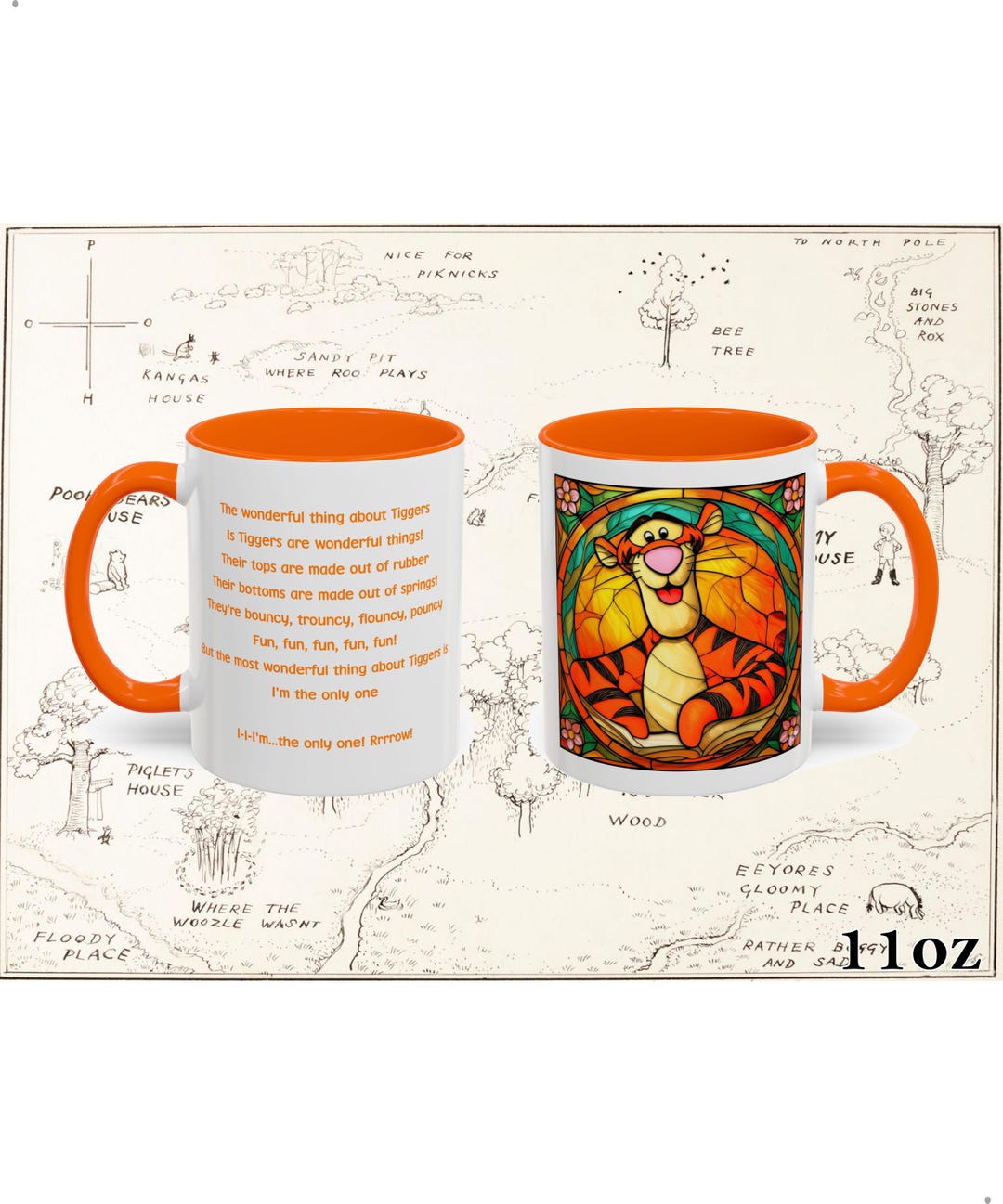 Wonderful Thing About Tiggers Song Mug - Stained Glass Tigger Design ...