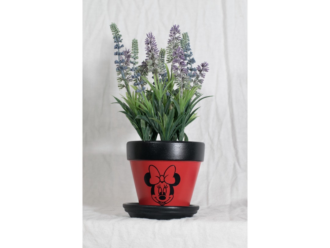 Minnie Mouse Flower Pot, Hand Painted Terracotta Planter, 4 Inch Pot ...