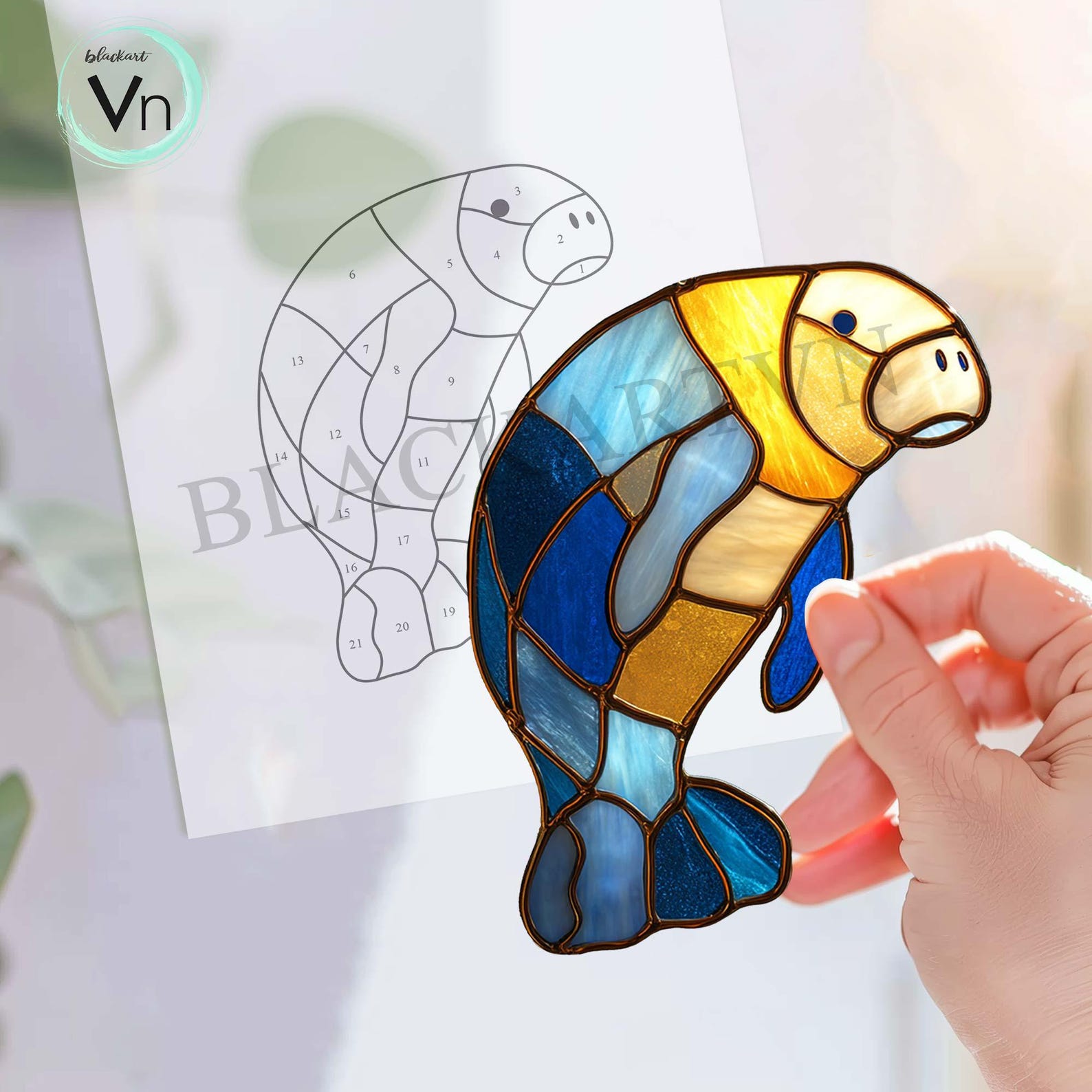 Digital Download Manatee Stained Glass Pattern,modern Suncatcher,diy ...