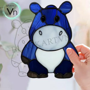 Digital Download Hippo T05,stained Glass Pattern,modern Suncatcher,diy ...