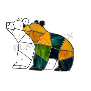 Digital Download Bear-d01,stained Glass Pattern,modern Suncatcher,diy ...