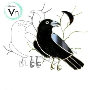 Digital Download Crow T01 , Stained Glass Pattern Modern Suncatcher Diy ...
