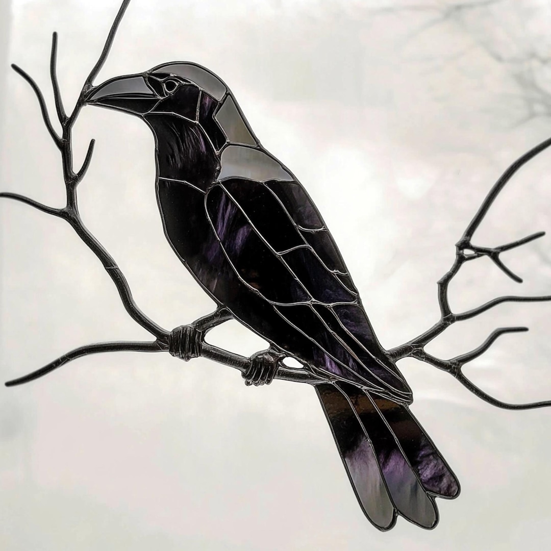 Digital Download White Raven T039, Stained Glass Pattern Modern ...