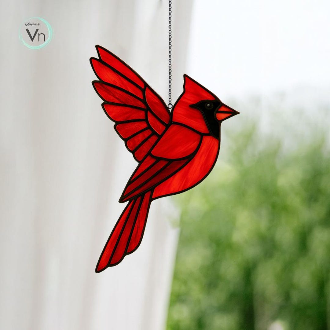 Digital Download Cardinal,stained Glass Pattern,modern Suncatcher,diy ...