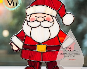 Santa Face Stained Glass - Etsy