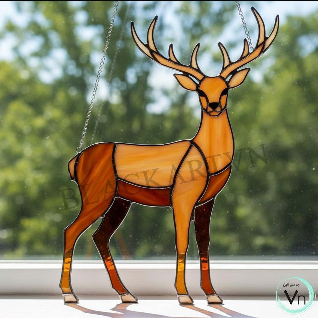 Digital Download Reindeer Stained Glass Pattern,modern Suncatcher,diy ...