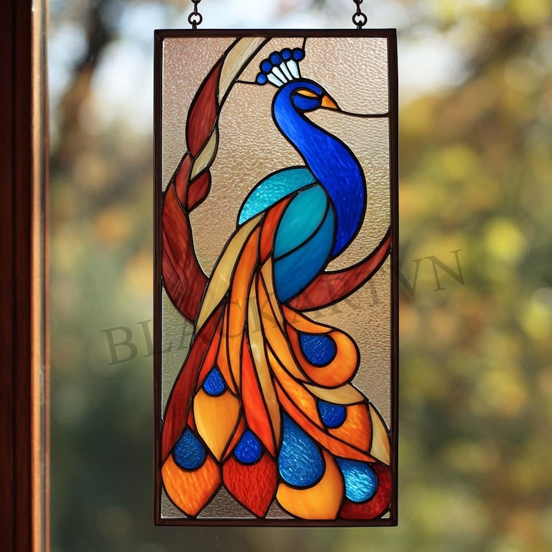 Peacock Design Suncatcher - Etsy