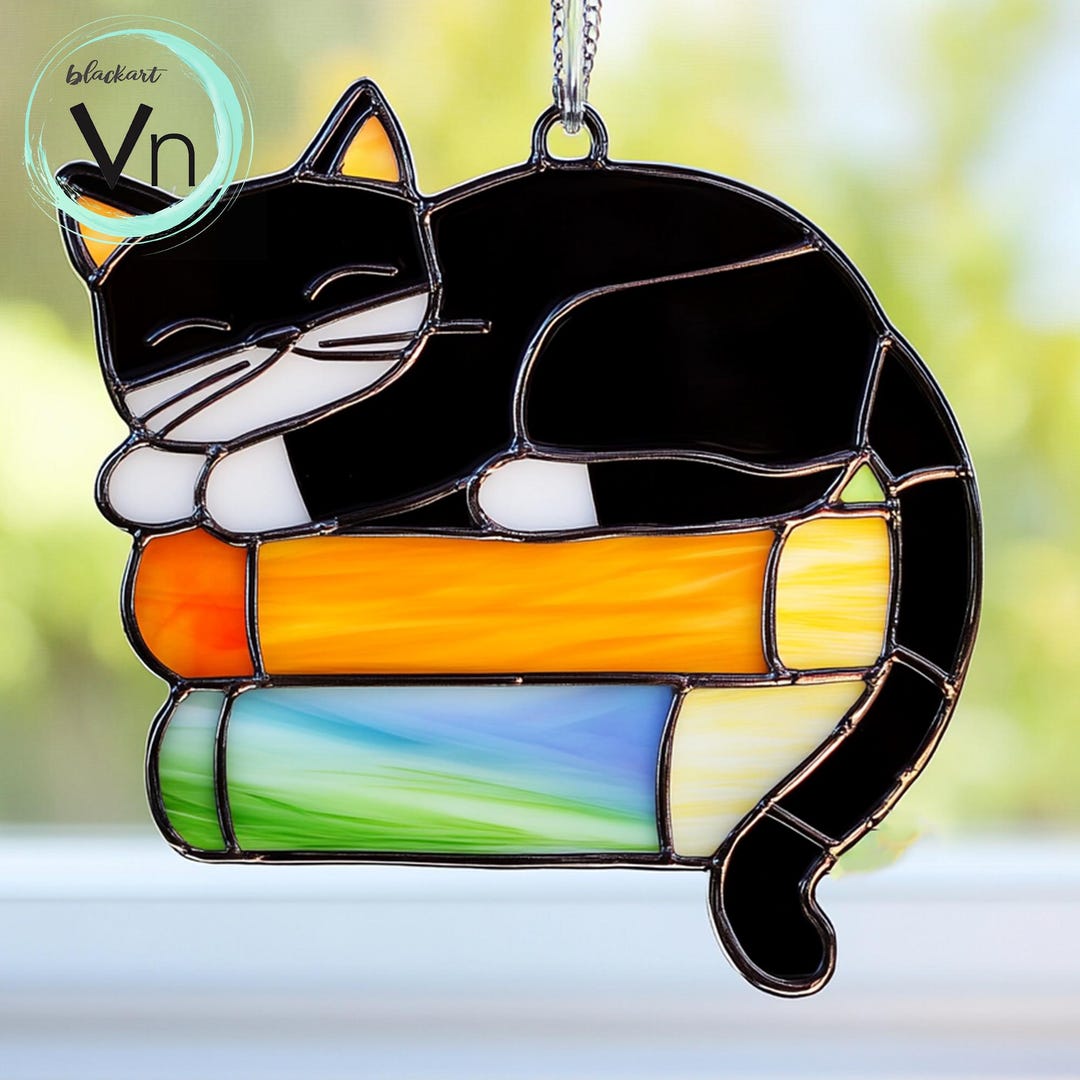 Digital Download PATTERNS Glass Hanging Decor Cat Art Gifts for Book ...