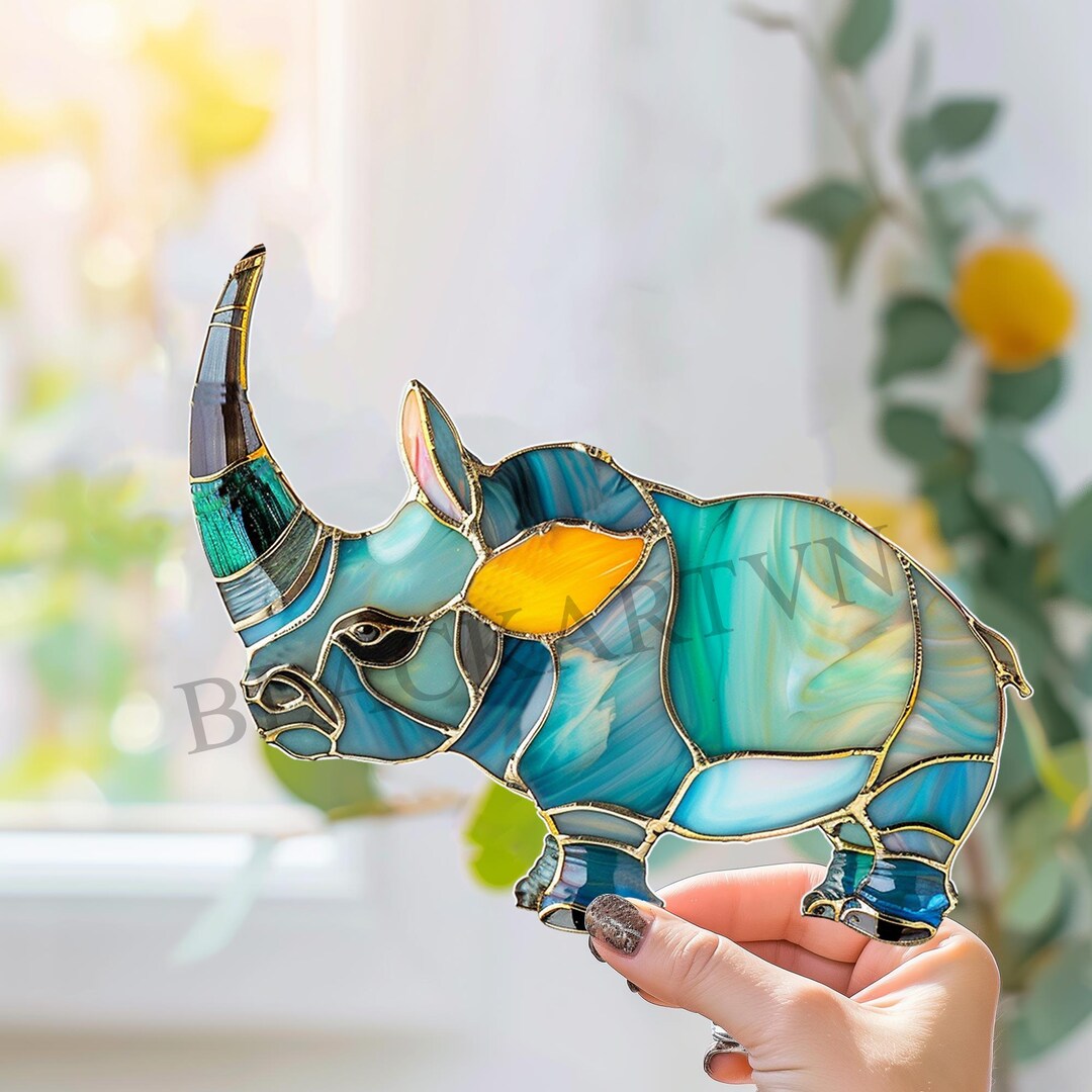 Digital Download Rhino-d02,stained Glass Pattern,modern Suncatcher,diy ...