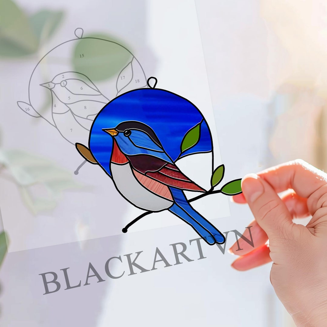 Digital Download Bluebird-d02,stained Glass Pattern,modern Suncatcher ...