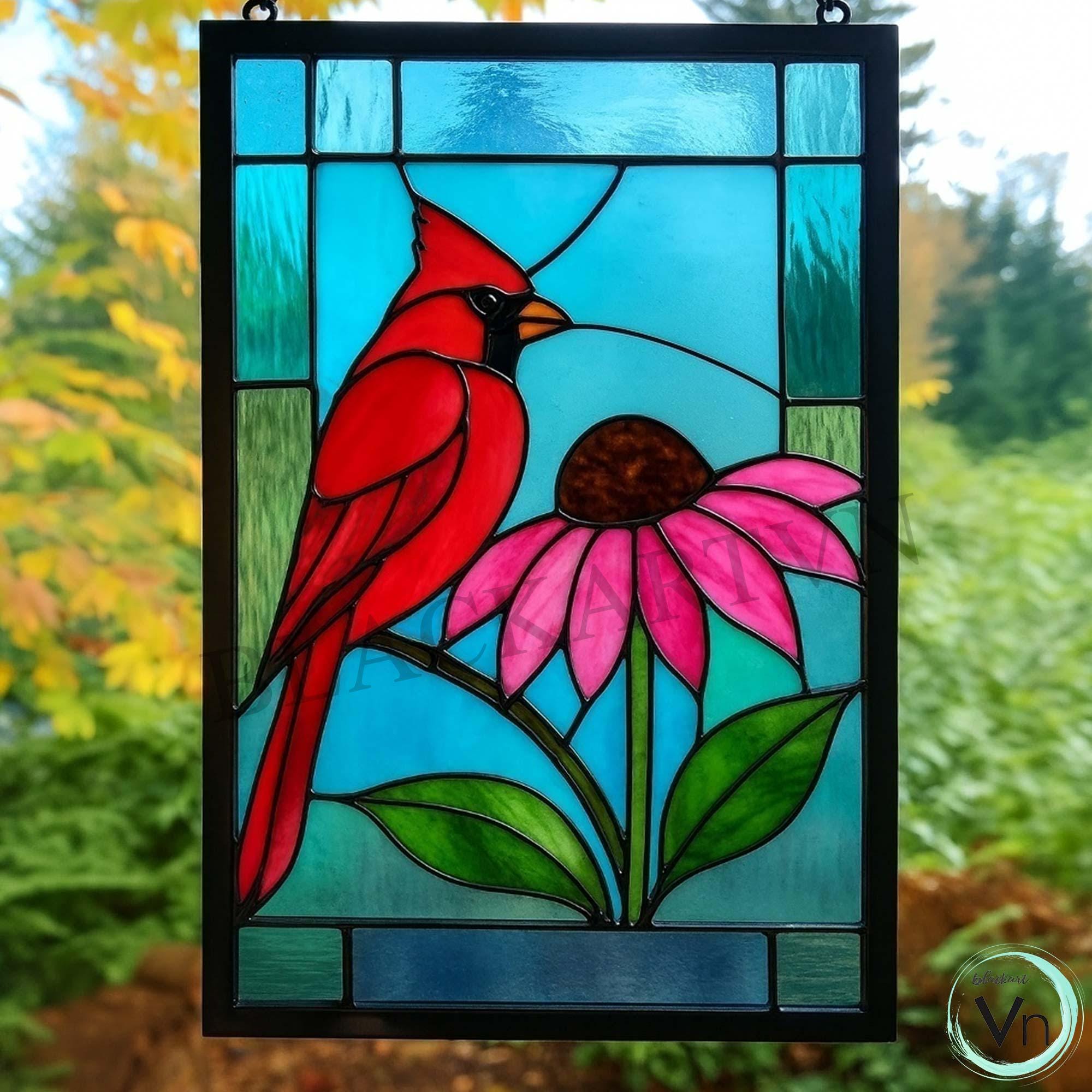 Digital Download Cardinal Panel,stained Glass Pattern,modern Suncatcher ...