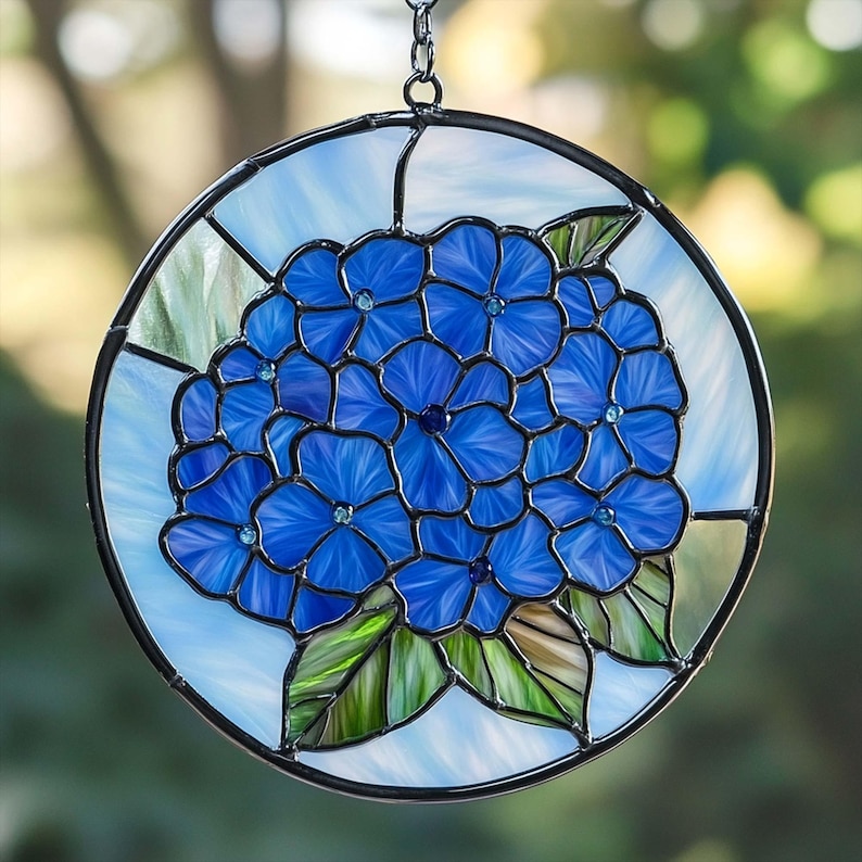 Digital Download Blue Hydrangea H01 Stained Glass Pattern, Modern ...