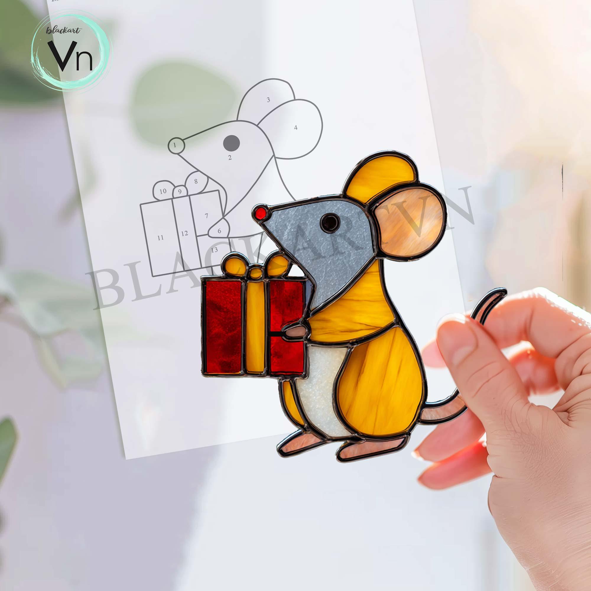 Digital Download Mouse and Chritsmas Gift Stained Glass Pattern,modern ...
