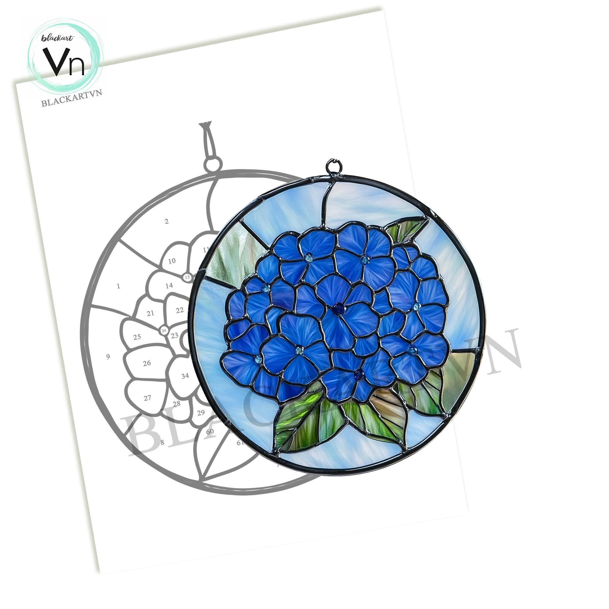Digital Download Blue Hydrangea H01 Stained Glass Pattern, Modern ...