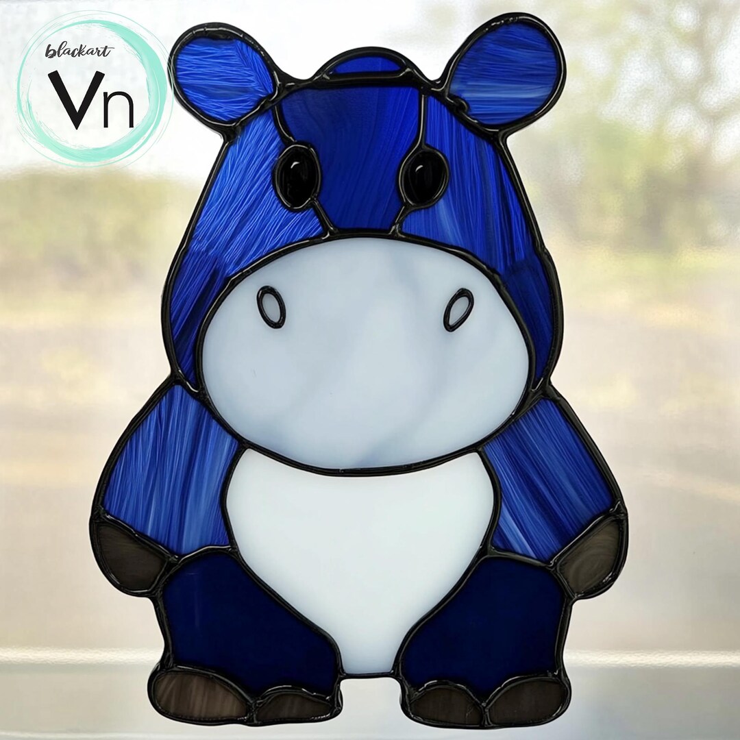 Digital Download Hippo T05,stained Glass Pattern,modern Suncatcher,diy ...
