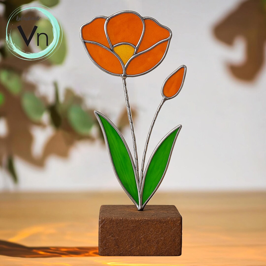 Digital Download California Poppy Stained Glass Pattern, Modern ...