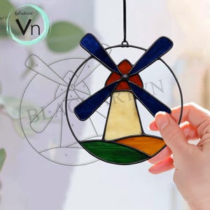Digital Download Stained Glass Windmill Stained Glass Pattern, Stained ...