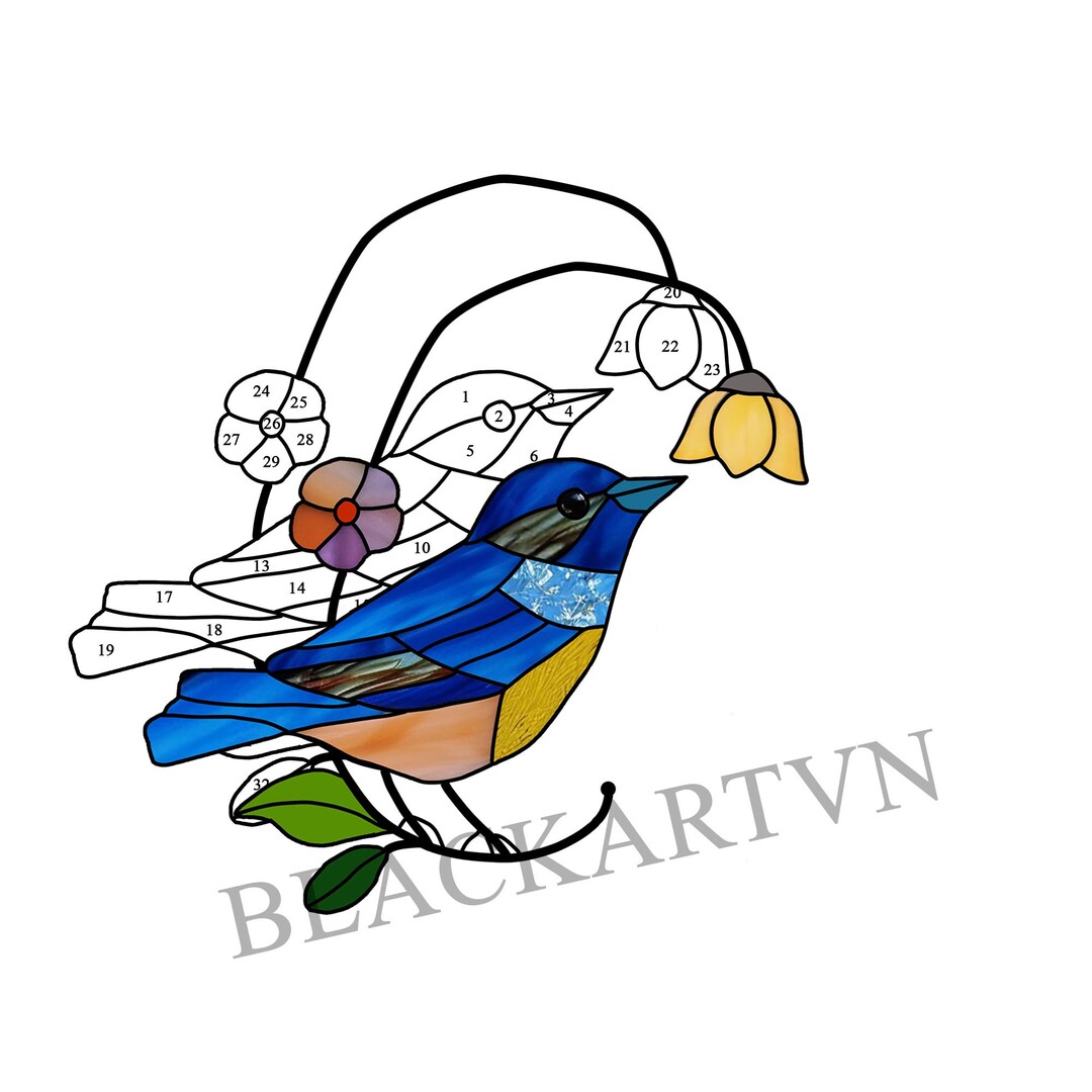 Digital Download Bluebird-d01,stained Glass Pattern,modern Suncatcher ...