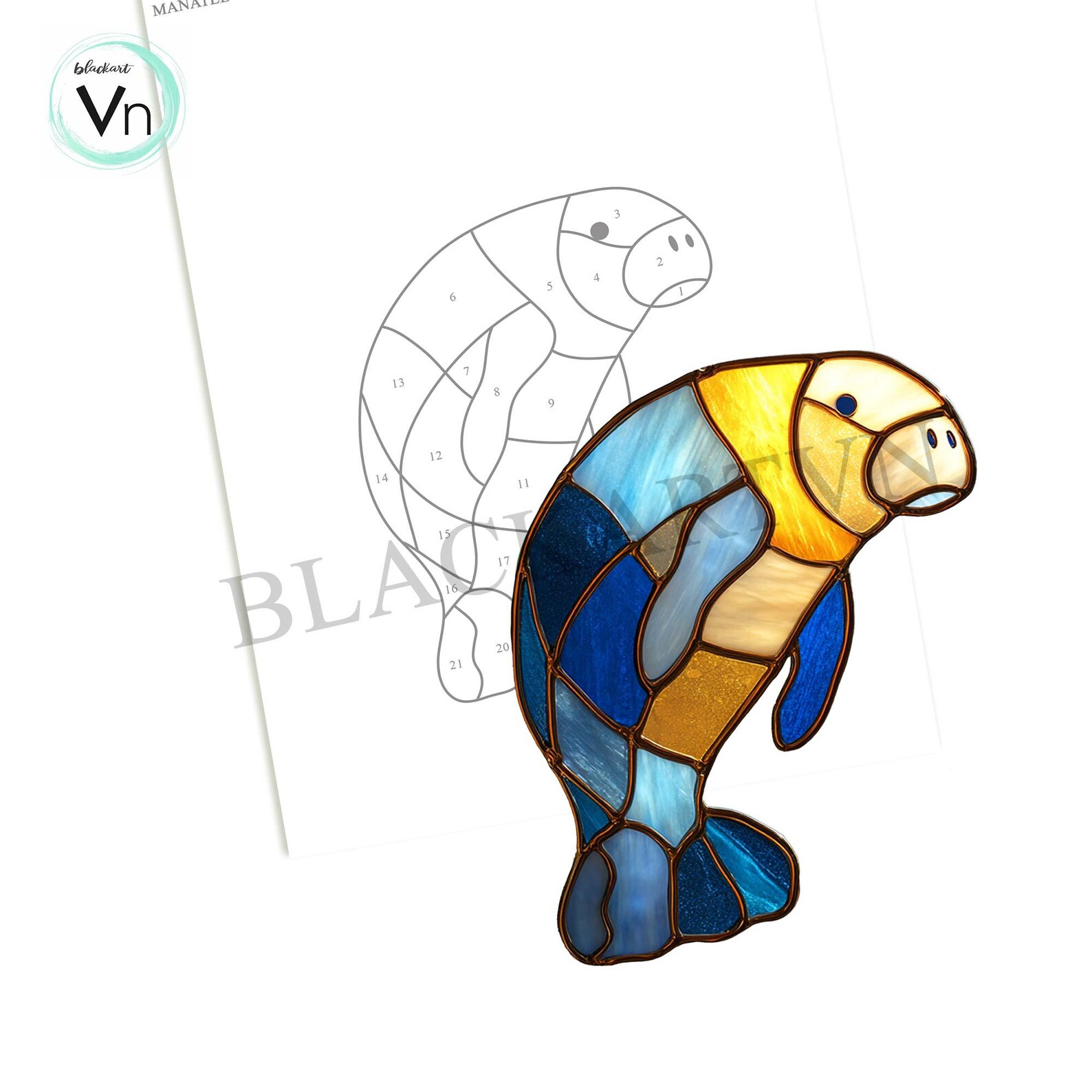 Digital Download Manatee Stained Glass Pattern,modern Suncatcher,diy ...