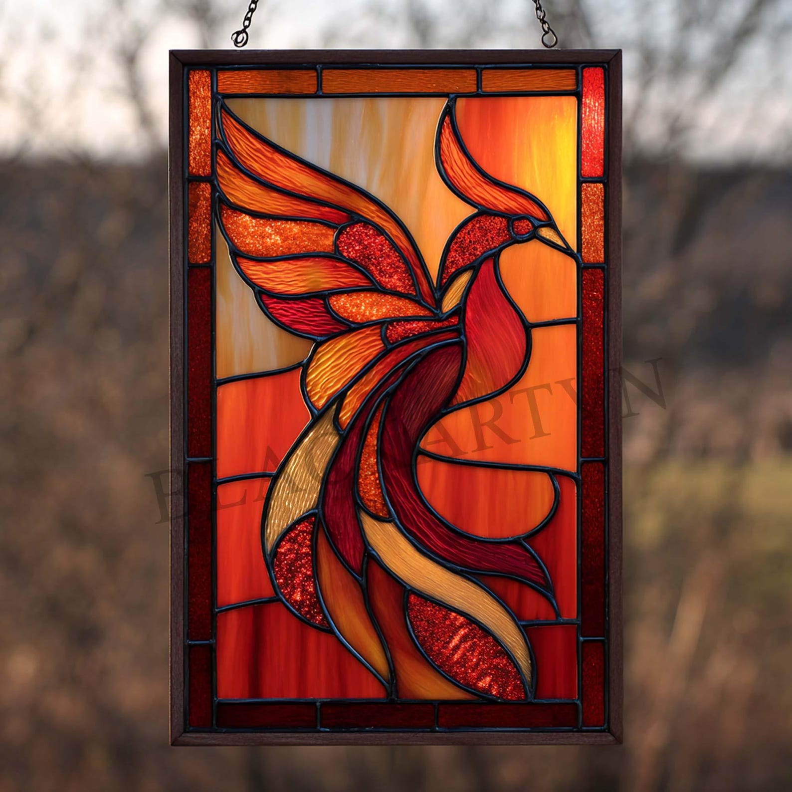 Phoenix Stained Glass Pattern: Modern Suncatcher DIY (PDF Download ...