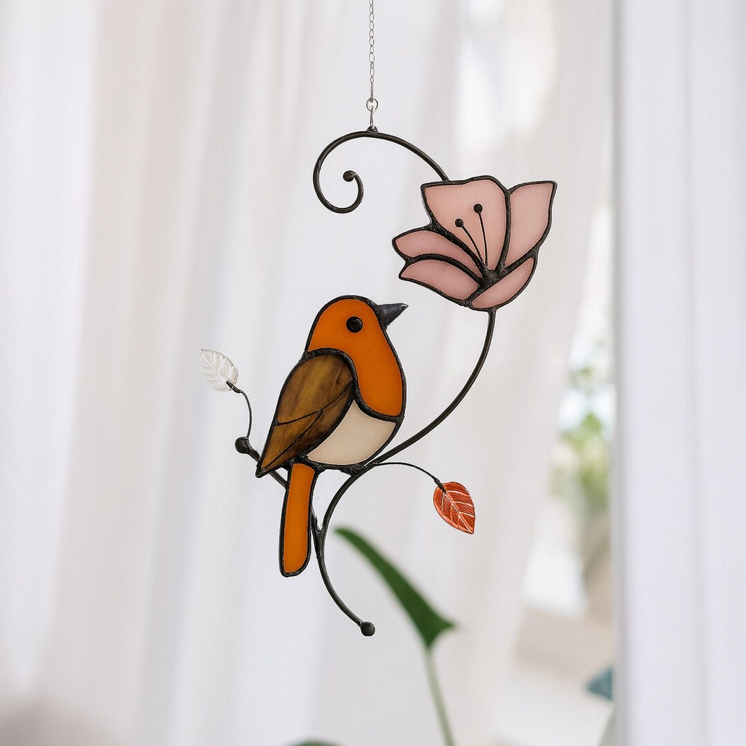 Digital File Robin Stained Glass Suncatcher , Window Hanging Fathers ...