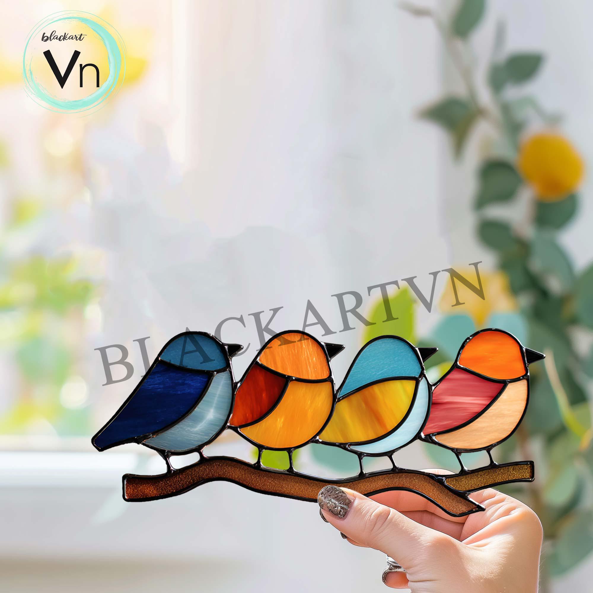 Digital Download Birdx4 Stained Glass Pattern,modern Suncatcher,diy ...