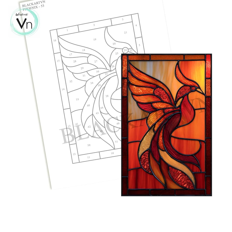 Phoenix Stained Glass Pattern: Modern Suncatcher DIY (PDF Download ...