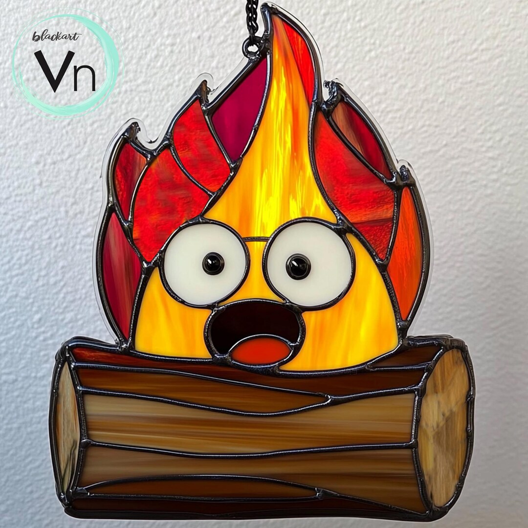 Digital Download Falling Flame on Log T01 Stained Glass Pattern, Modern ...