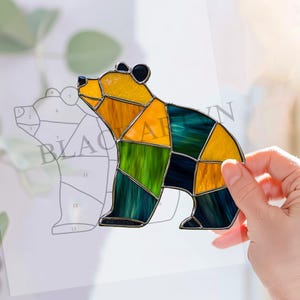 Digital Download Bear-d01,stained Glass Pattern,modern Suncatcher,diy ...