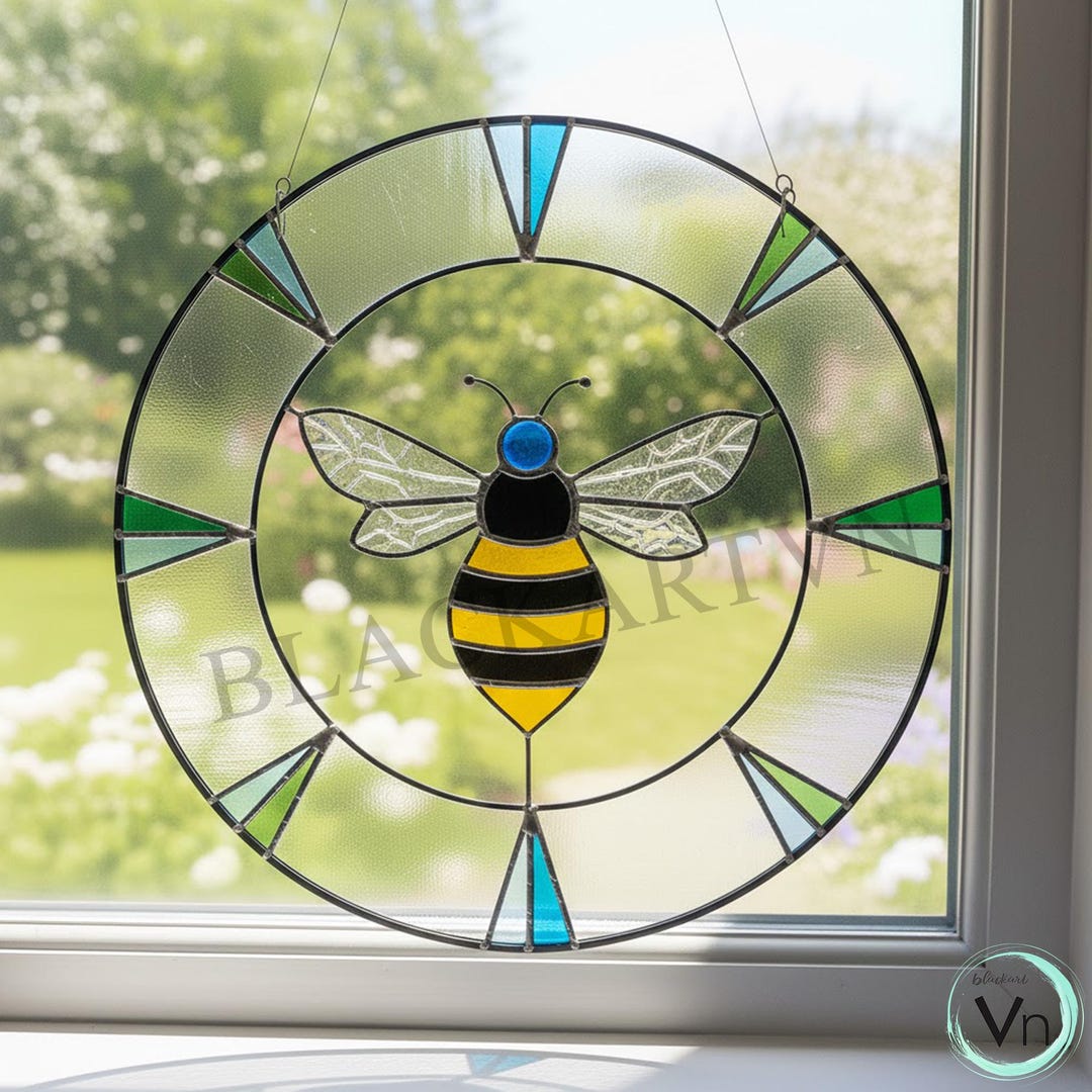 Digital Download Bee Panel Stained Glass Pattern,modern Suncatcher,diy ...