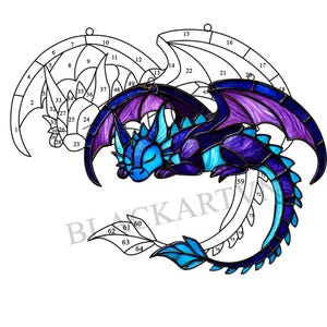 Digital Download Dragon Stained Glass Pattern T03 Stained Glass Pattern ...