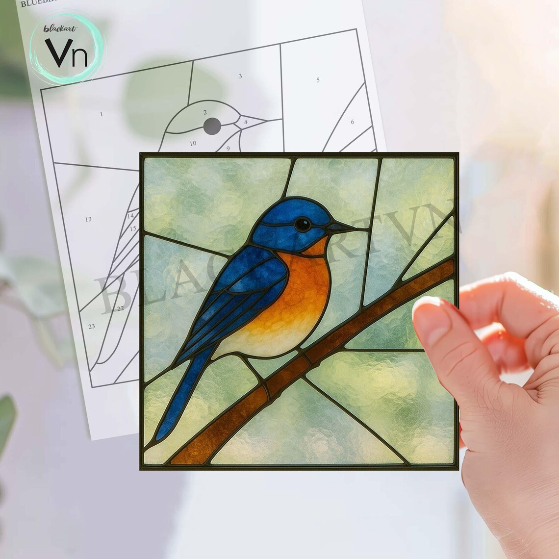Digital Download Bluebird Stained Glass Pattern,modern Suncatcher,diy ...