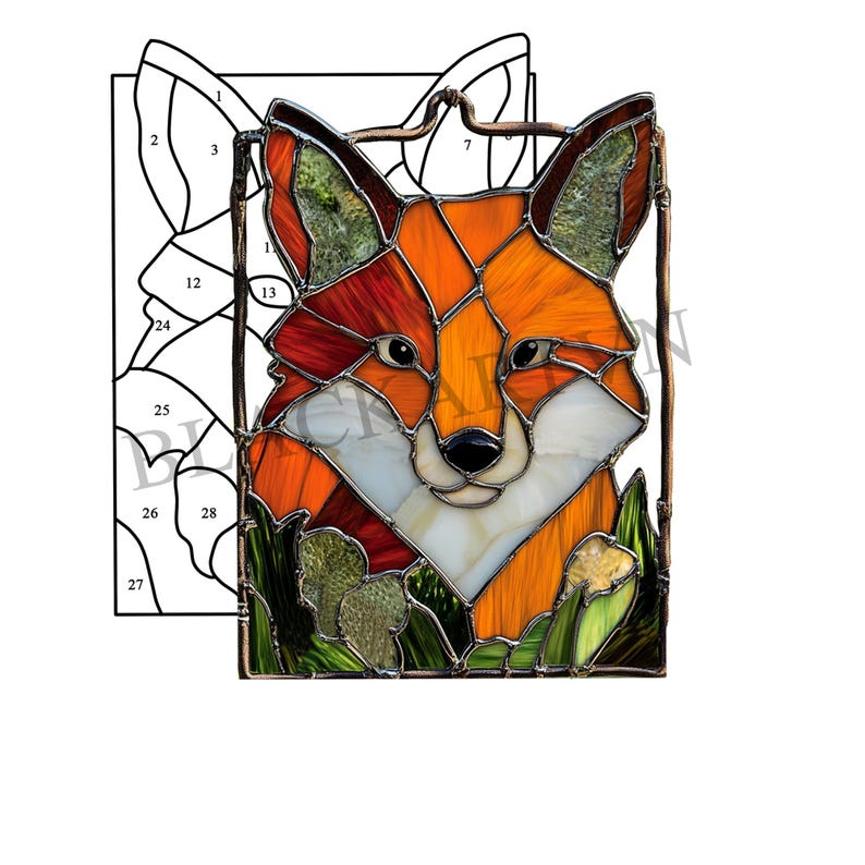 Digital Download Red Fox-d02,stained Glass Pattern,modern Suncatcher ...