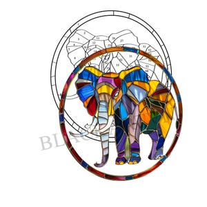 Digital Download Elephant-v02,stained Glass Pattern,modern Suncatcher ...