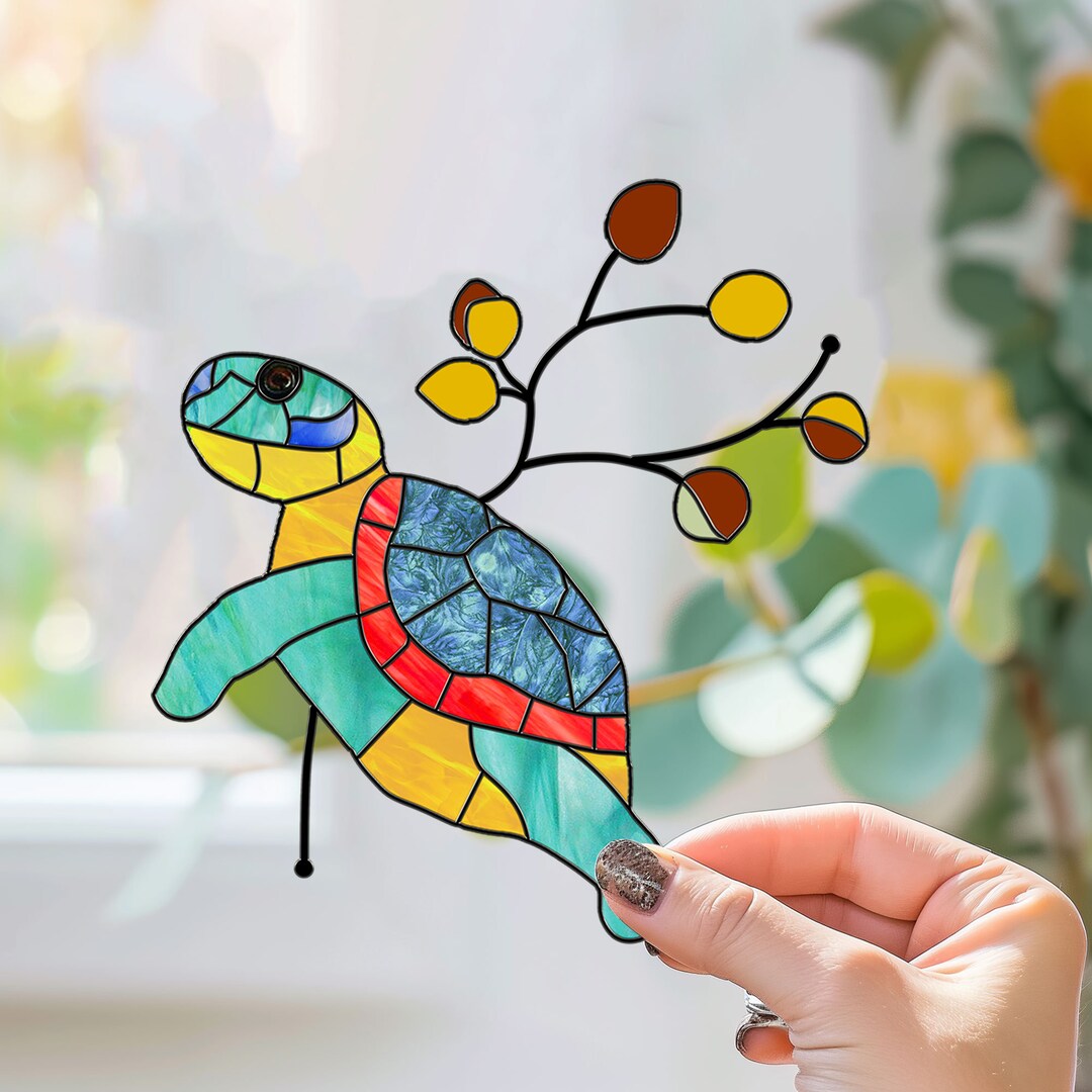 Digital Download Turtle Stained Glass Pattern, Modern Suncatcher, Diy ...