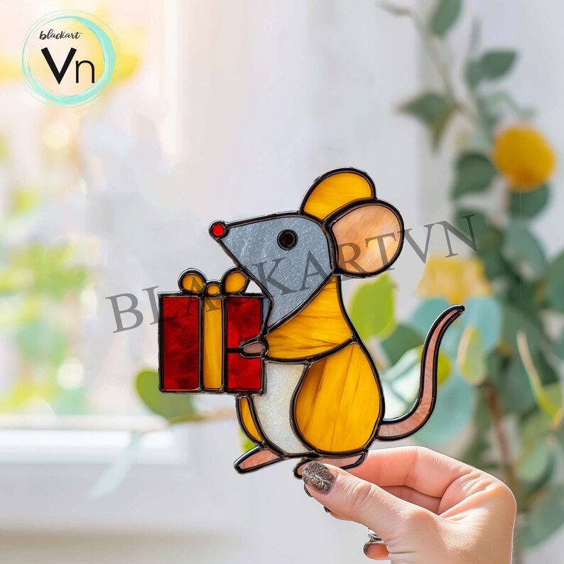 Digital Download Mouse and Chritsmas Gift Stained Glass Pattern,modern ...