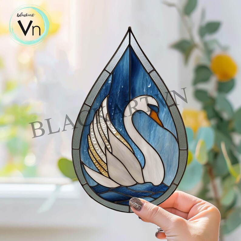Digital Download Swan Teardrop Stained Glass Pattern,modern Suncatcher ...