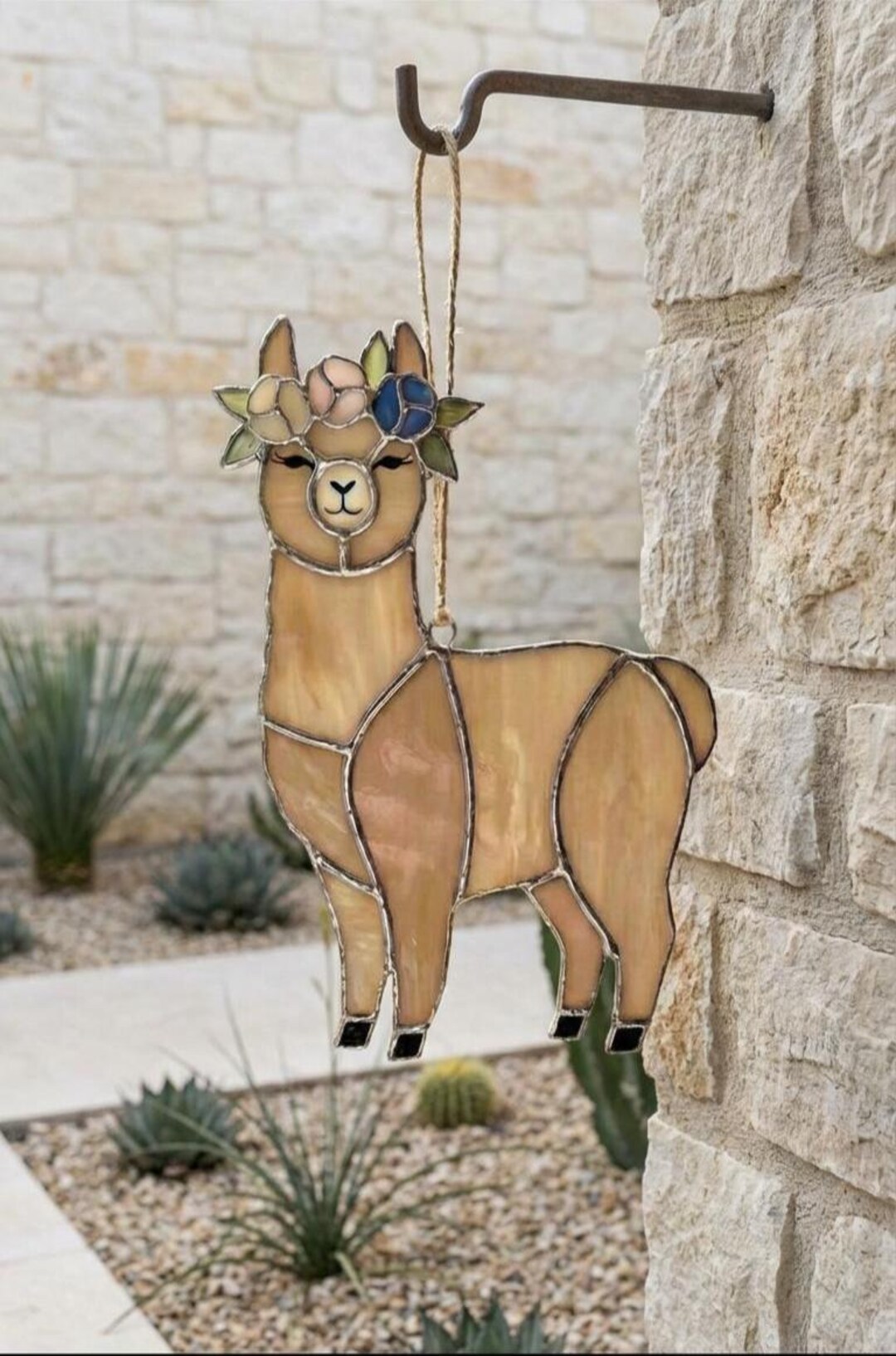 PA28 Stained Glass Alpaca Window Art Handmade Cute Suncatcher for Home ...