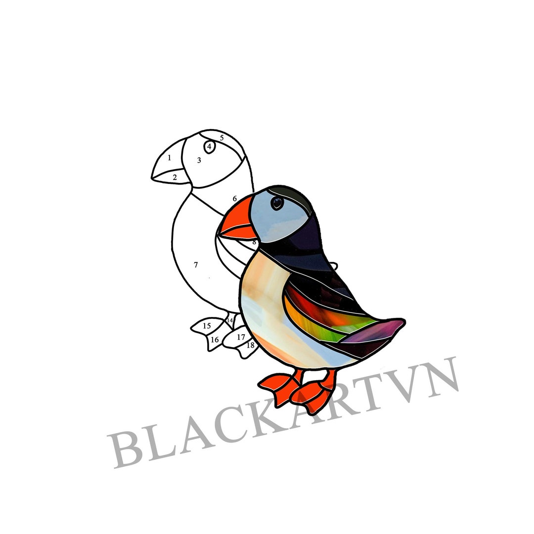 Digital Download Puffin-d02,stained Glass Pattern,modern Suncatcher,diy ...