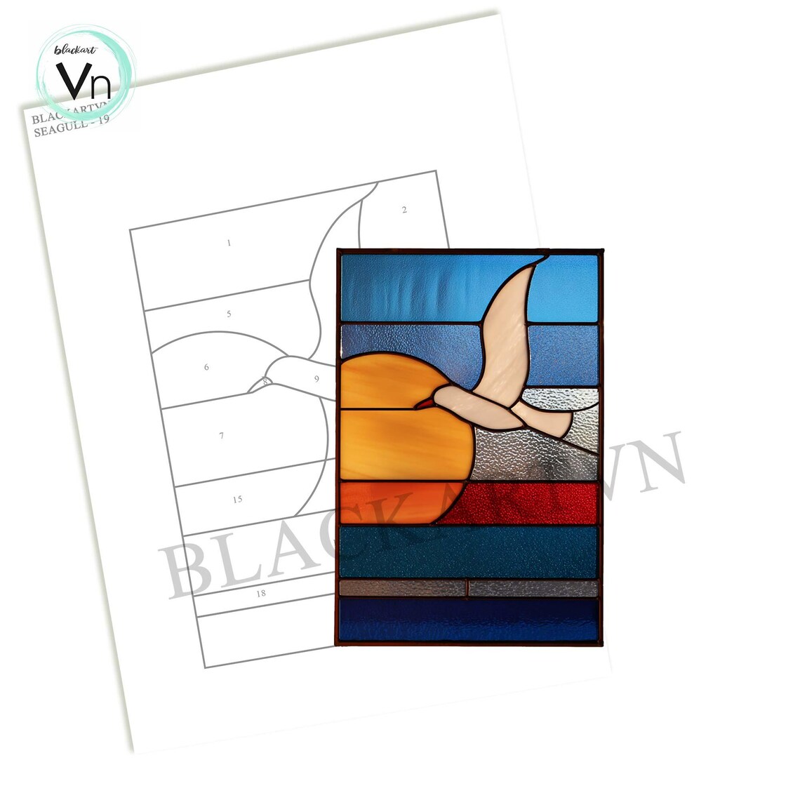 Digital Download Seagull Stained Glass Pattern,modern Suncatcher,diy ...