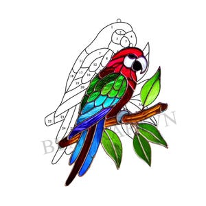 Digital Download Macaw T07 Stained Glass Pattern, Modern Suncatcher ...