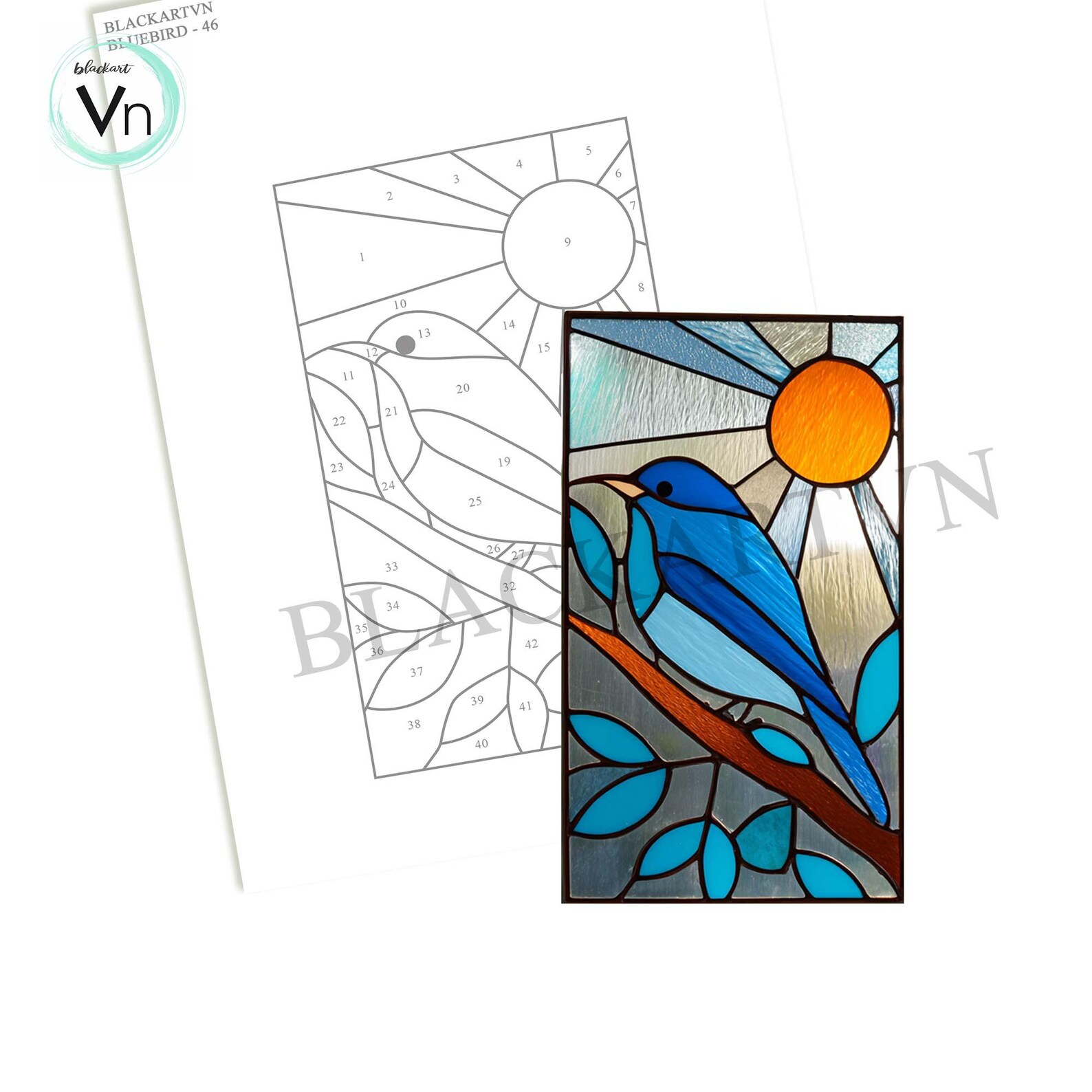 Digital Download Bluebird Stained Glass Pattern,modern Suncatcher,diy ...