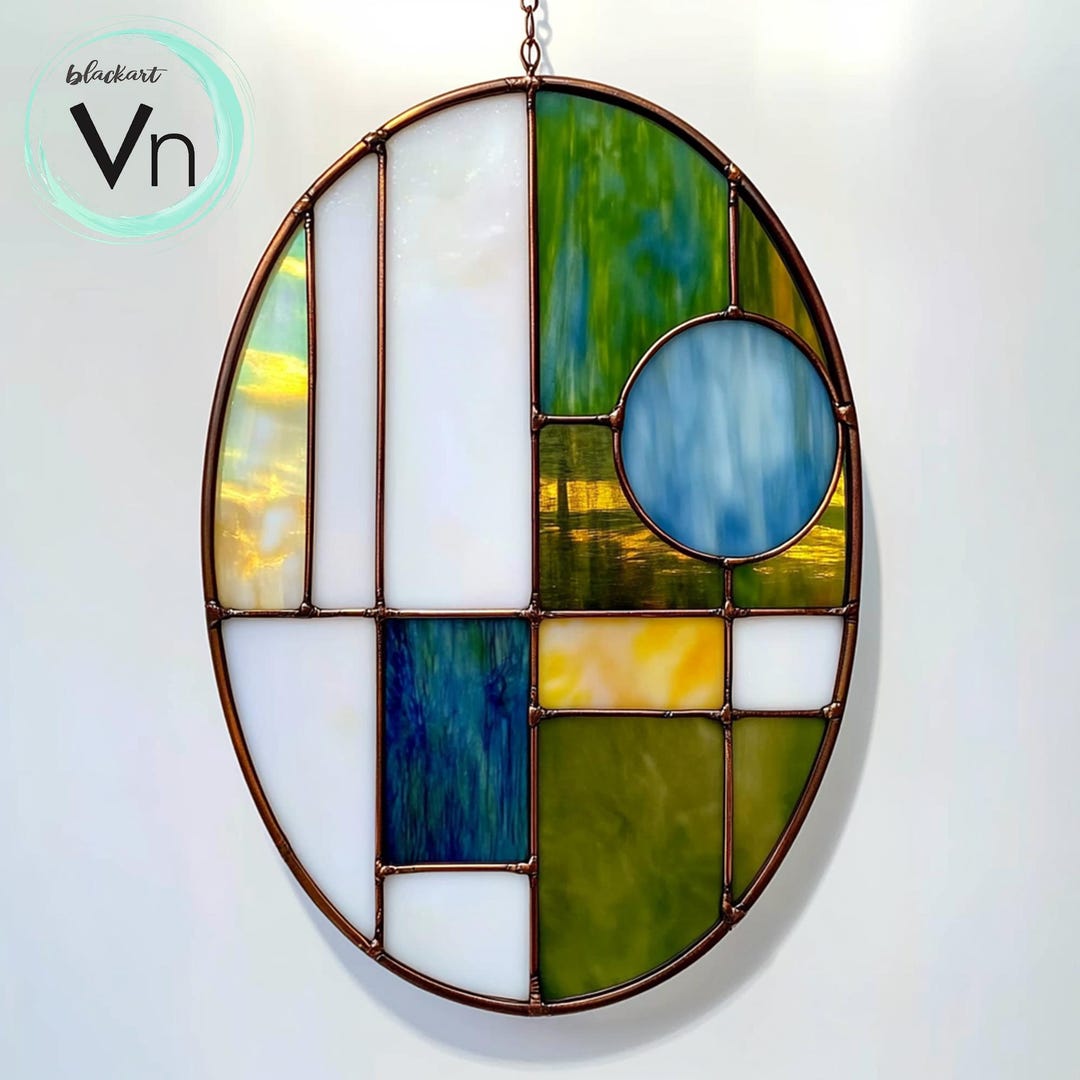 Digital Download Oval Sun Catcher T09, Modern Suncatcher, Diy Stained ...