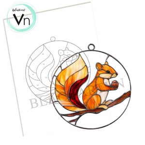 Digital Download Squirrel T01, Stained Glass Pattern Modern Suncatcher ...